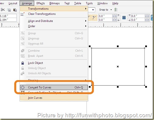 Fun with Photo: Convert to curves an object in Corel Draw.